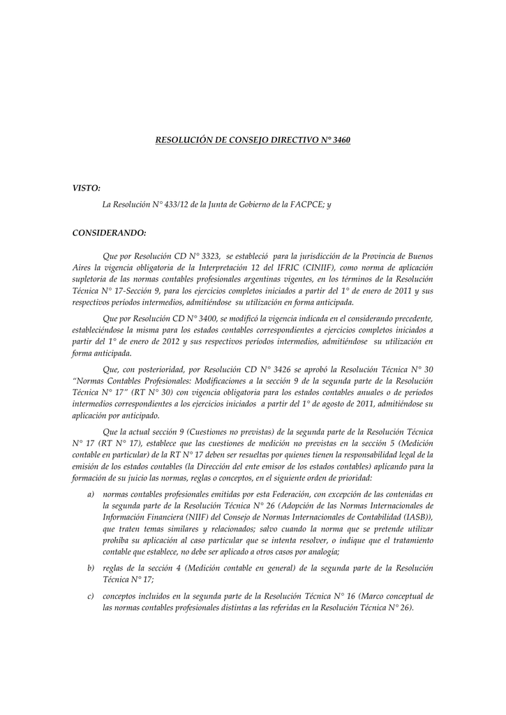 RESOLUCIÓN DE CONSEJO DIRECTIVO N°