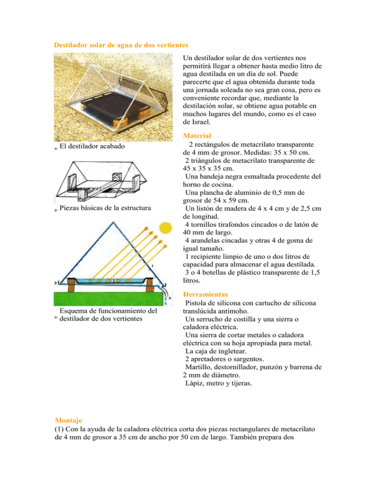 Destilador solar