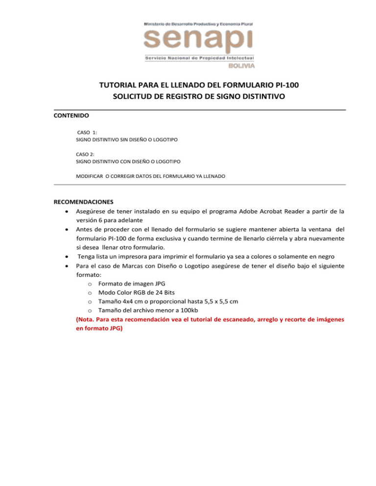 TUTORIAL PARA EL LLENADO DEL FORMULARIO PI
