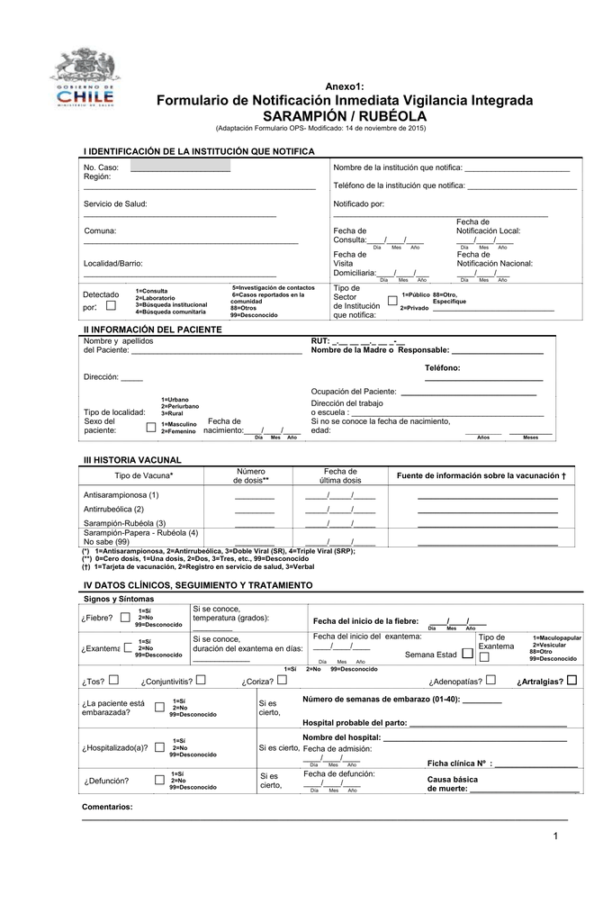 Formulario de notificación