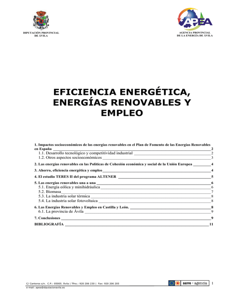 EFICIENCIA ENERGÉTICA, ENERGÍAS RENOVABLES Y EMPLEO