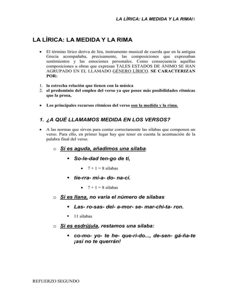 la lírica: la medida y la rima/1