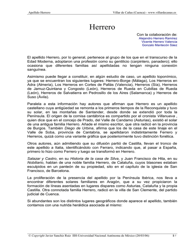 Apellido Herrero - Villar de Cañas