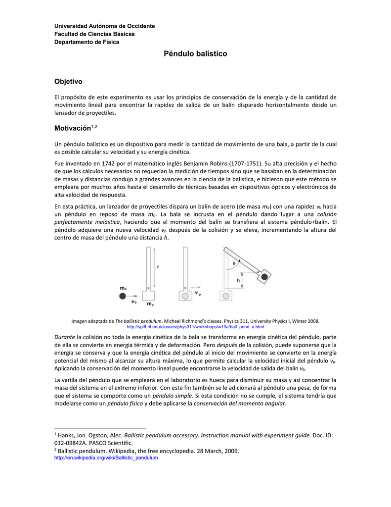 Péndulo balístico Objetivo