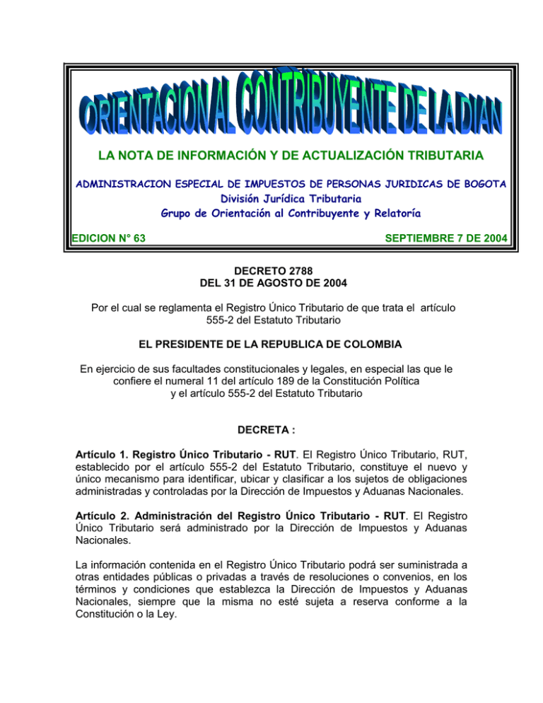 LA NOTA DE INFORMACIÓN Y DE ACTUALIZACIÓN TRIBUTARIA