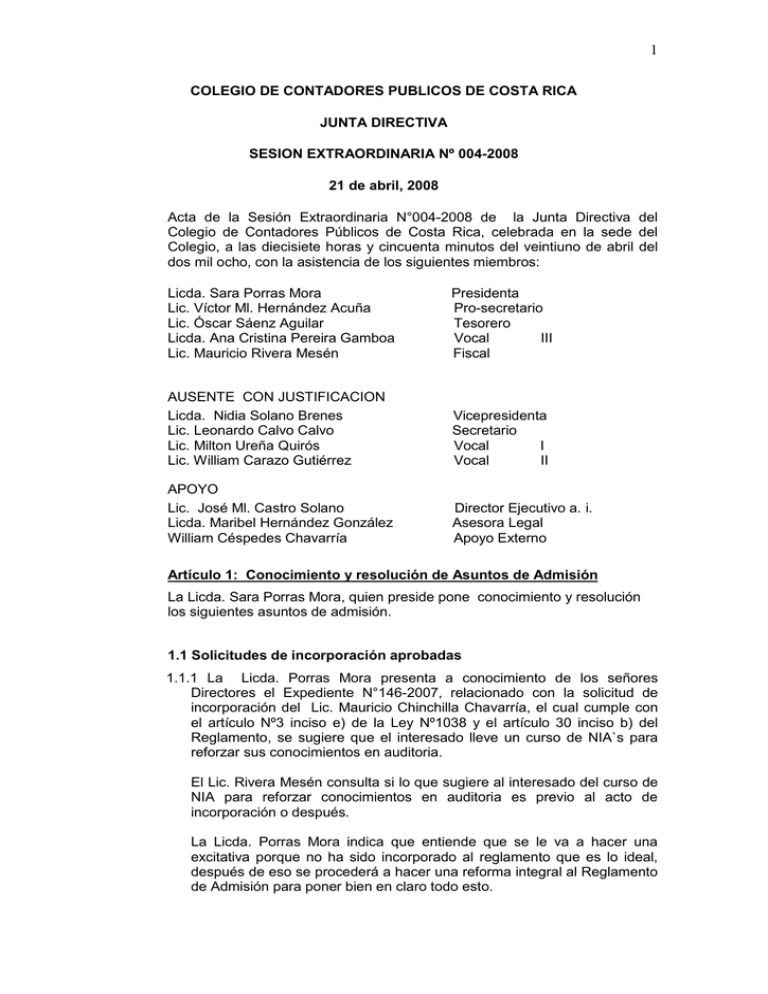 actaextraordinaria0042008 - Colegio de Contadores Públicos
