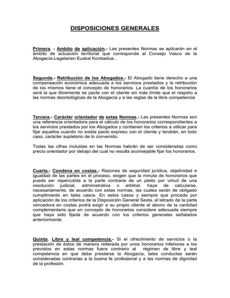 DISPOSICIONES GENERALES