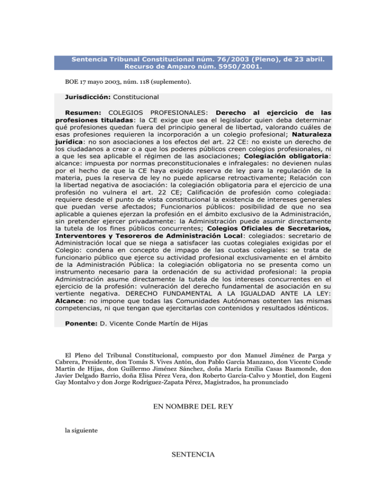 STC 76/2003, de 23 de abril