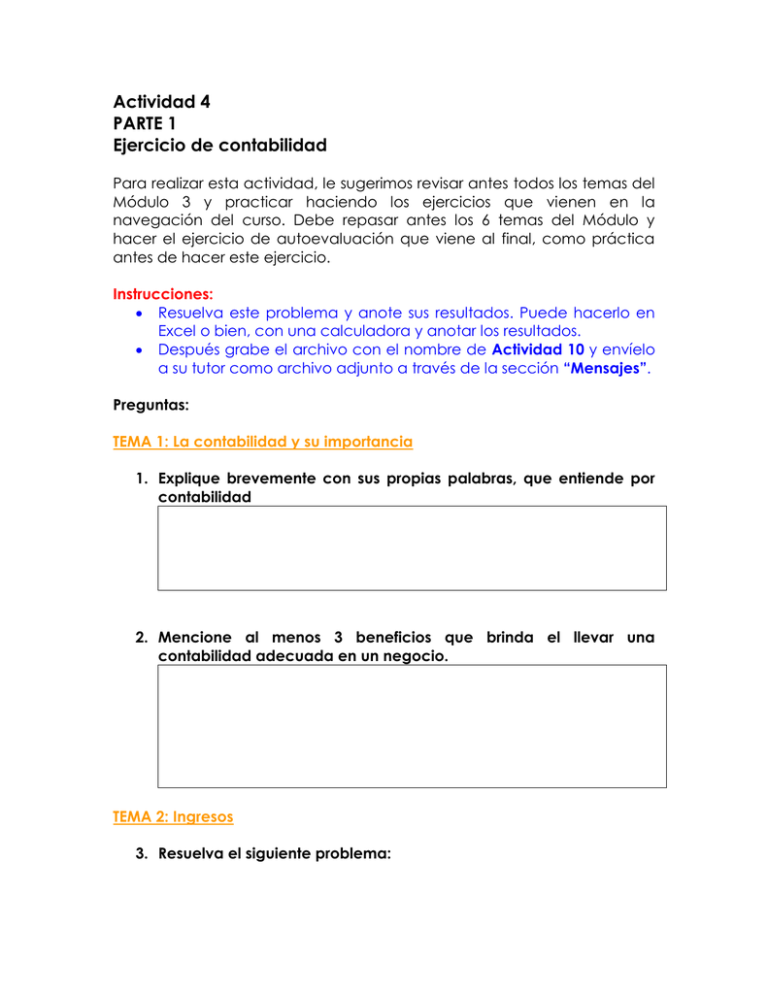 Actividad 4 PARTE 1 Ejercicio de contabilidad Actividad 4 PARTE 1 Ejercicio de contabilidad