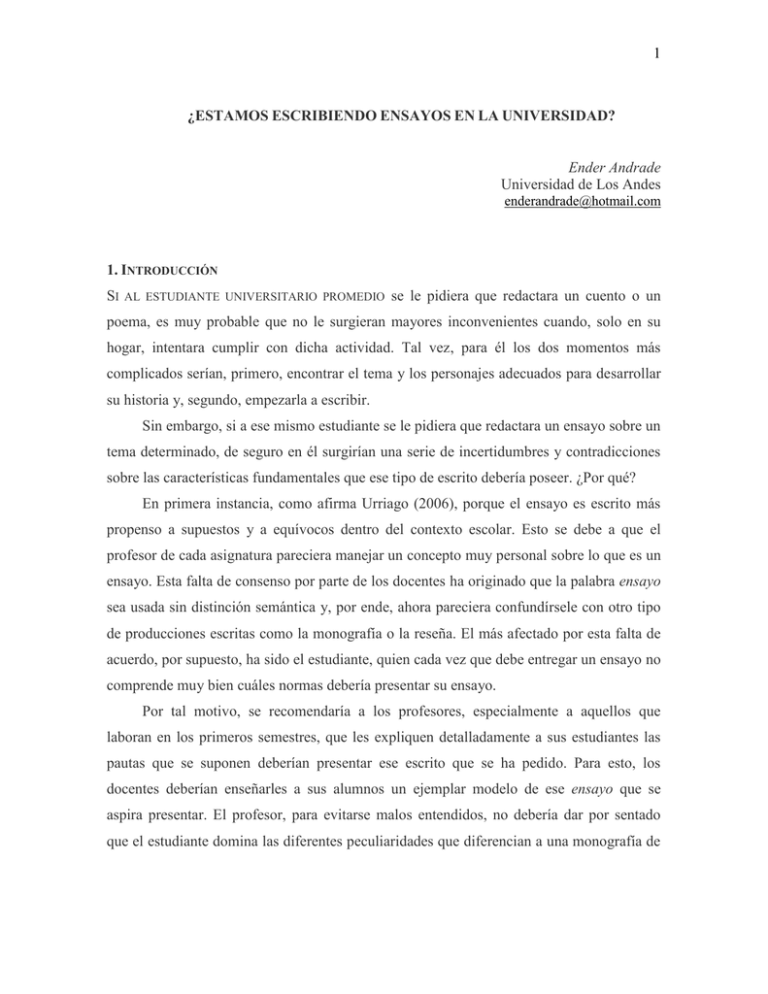 ¿estamos escribiendo ensayos en la universidad