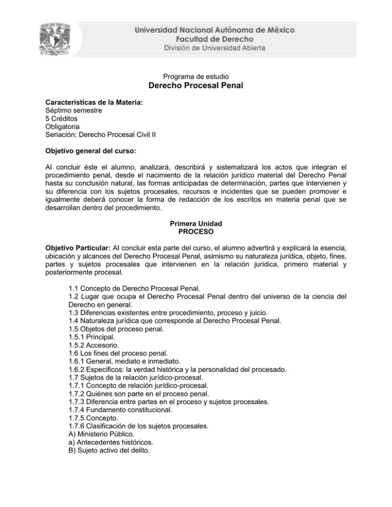 Derecho Procesal Penal Derecho Procesal Penal