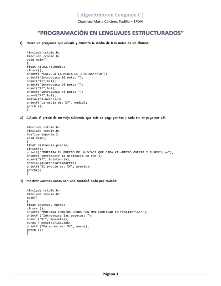 Algoritmos en Lenguaje C