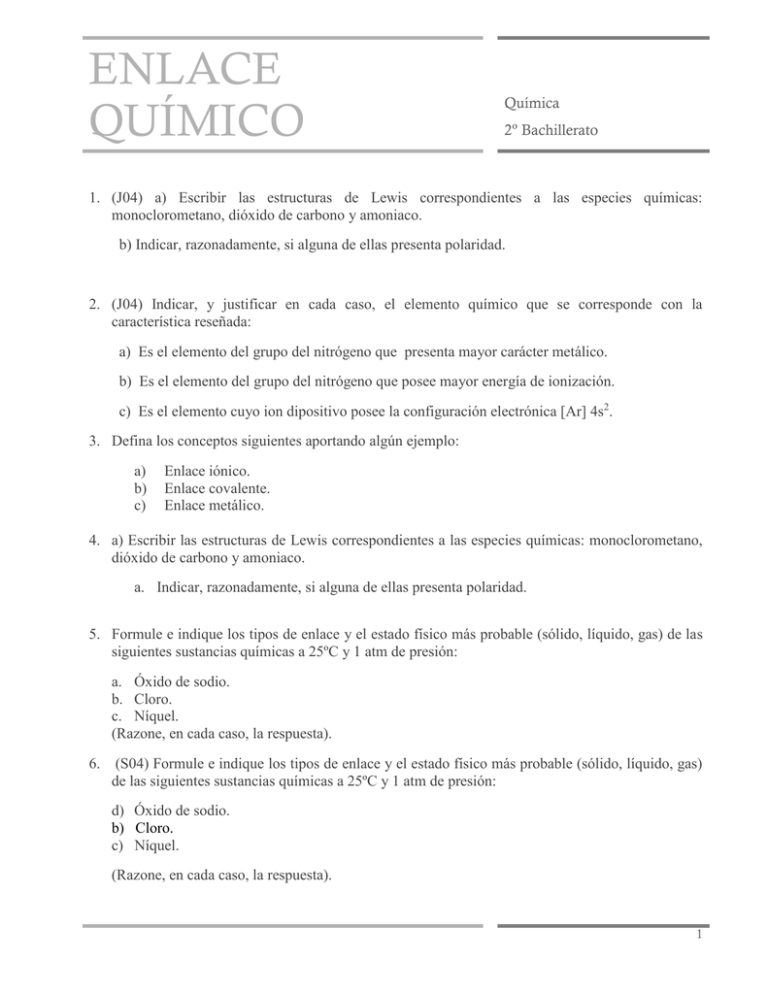 ENLACE QUÍMICO