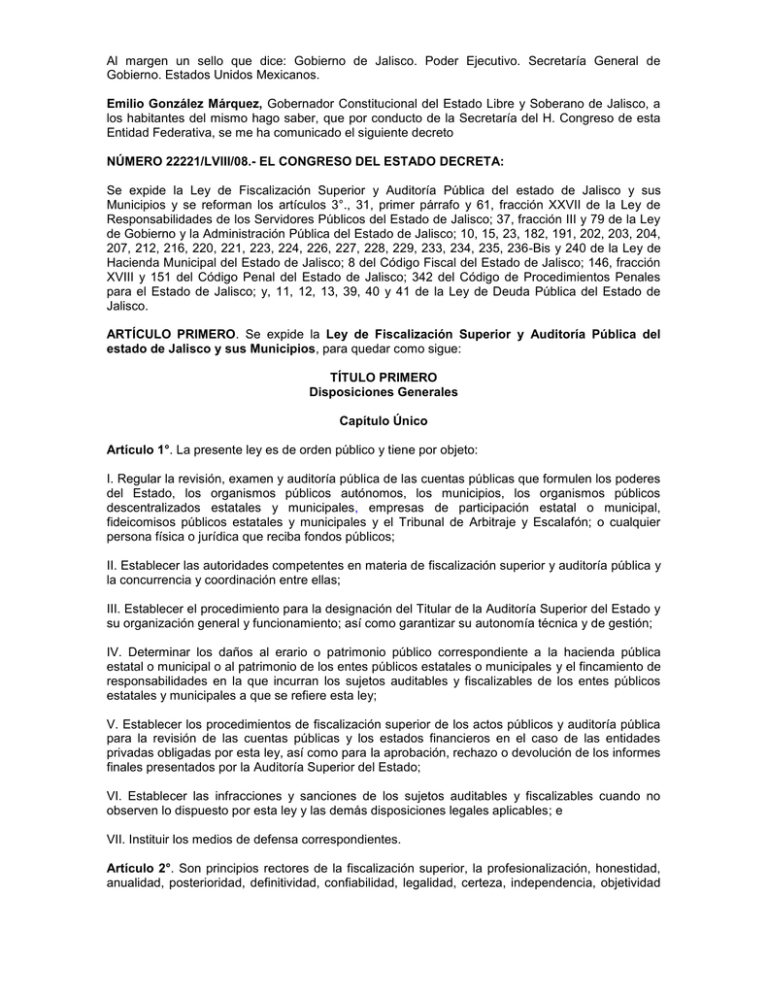 Ley de Fiscalización Superior y Auditoría Pública del Estado de