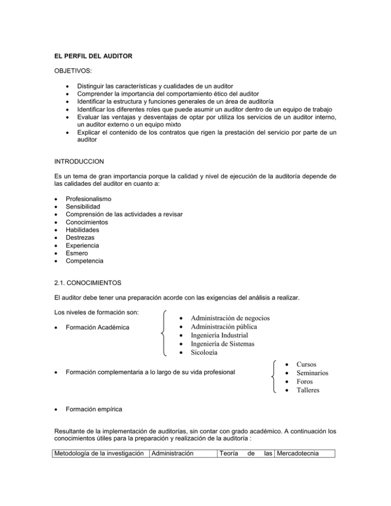 UNIDAD 2- EL PERFIL DEL AUDITOR