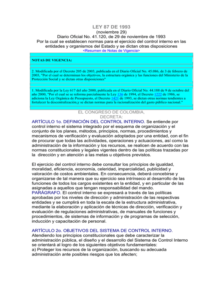 LEY 87 DE 1993