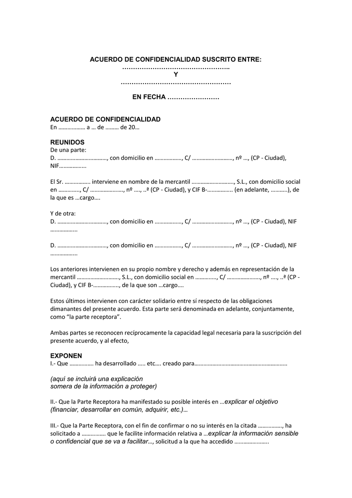 NDA estándar en castellano