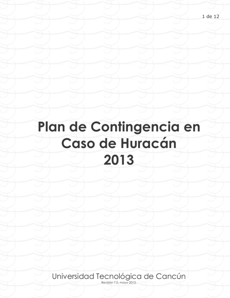 Plan de Contingencia en Caso de Huracán