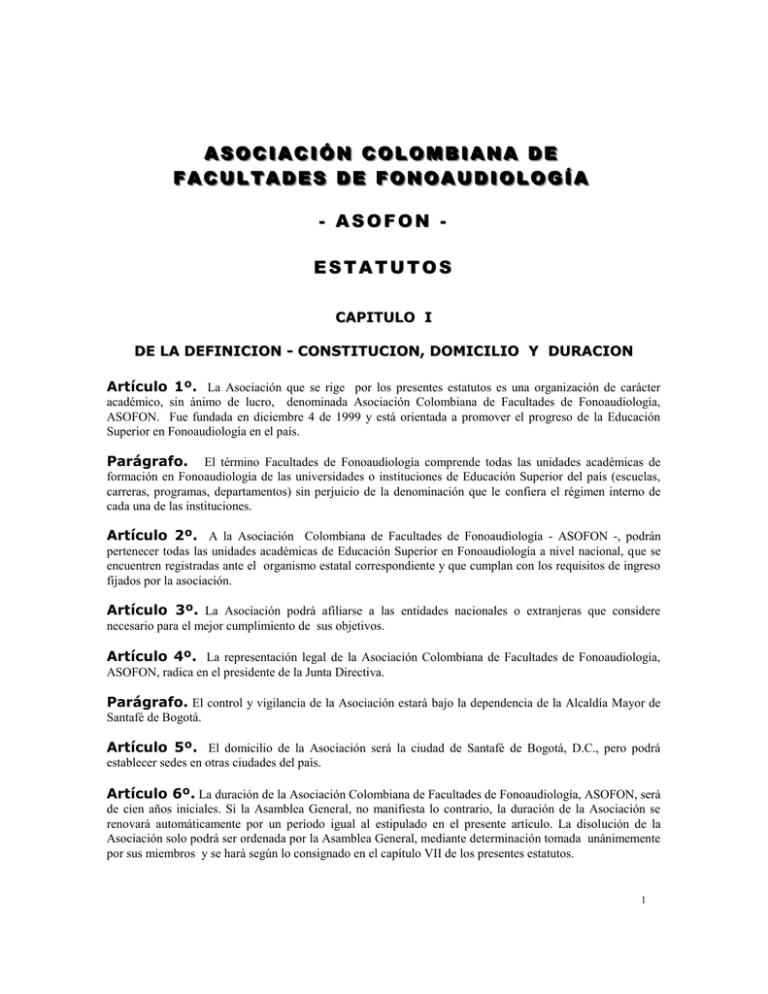 ASOFON - Estatutos - Universidad de Pamplona