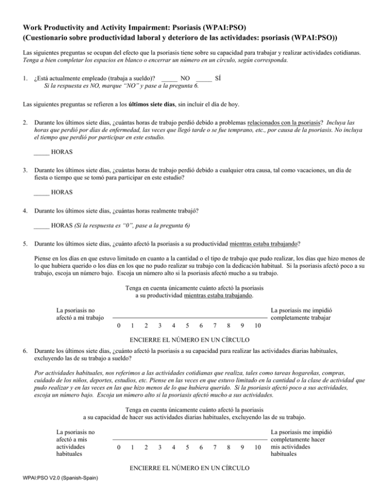Psoriasis (WPAI:PSO)