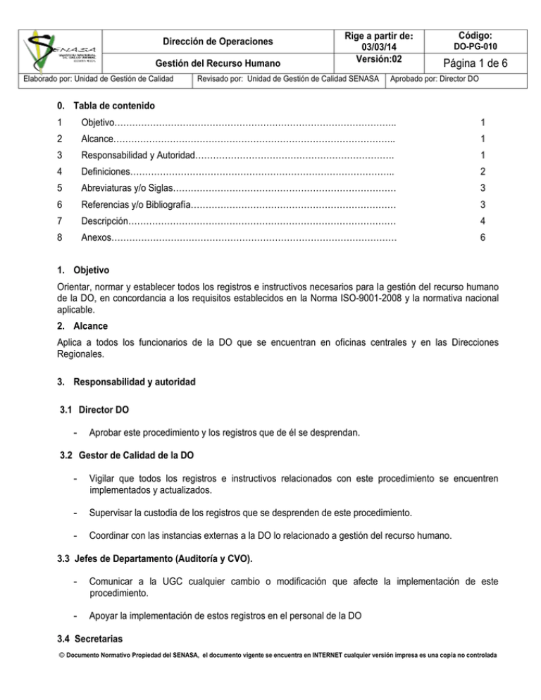 DO-PG-010 Gestion del Recurso Humano