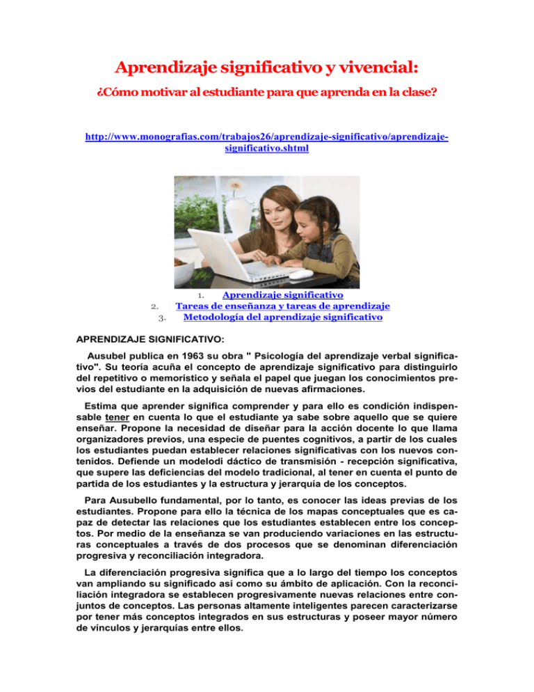 Aprendizaje significativo y vivencial: ¿Cómo motivar al estudiante
