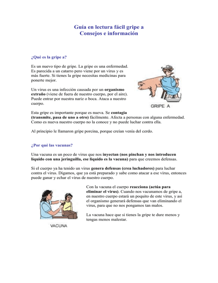 guía lectura fácil gripe a castellano