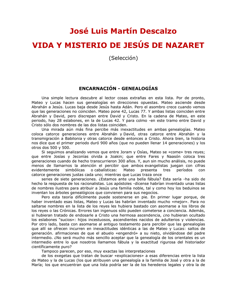 Martín Descalzo. Vida y Misterio de Jesús