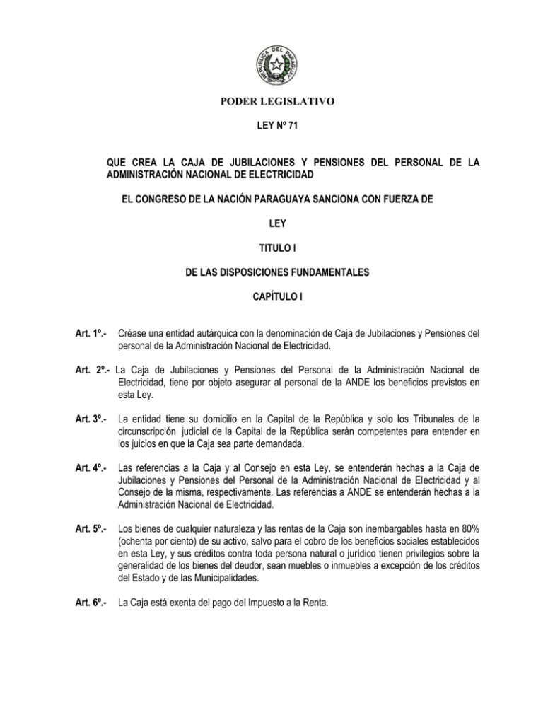 LEY Nº 71