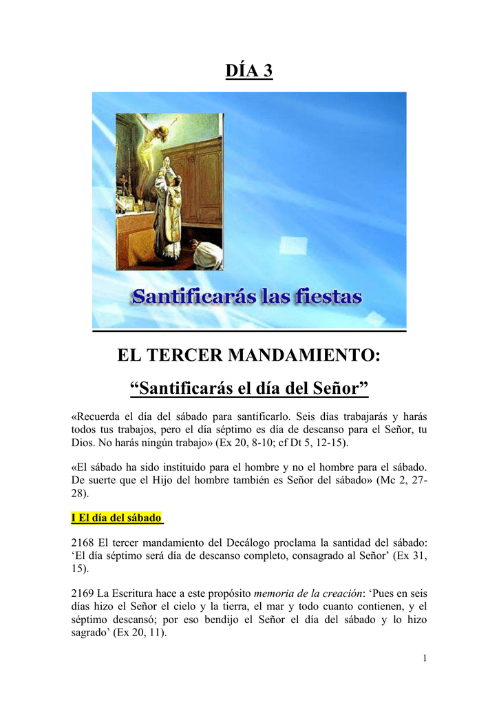 DÍA 3 EL TERCER MANDAMIENTO: “Santificarás el día del Señor”