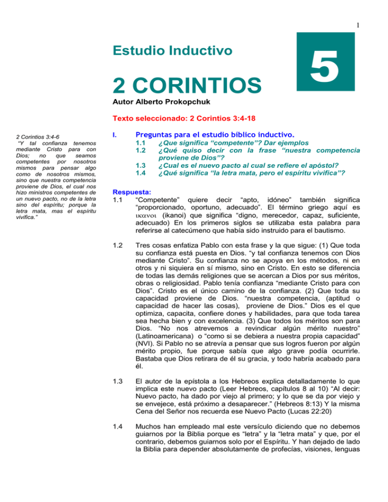 2ºCorintios 3:4-18 - Pueblo Nuevo Bautista