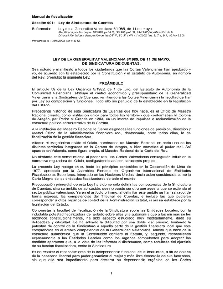 Ley de Sindicatura de Cuentas