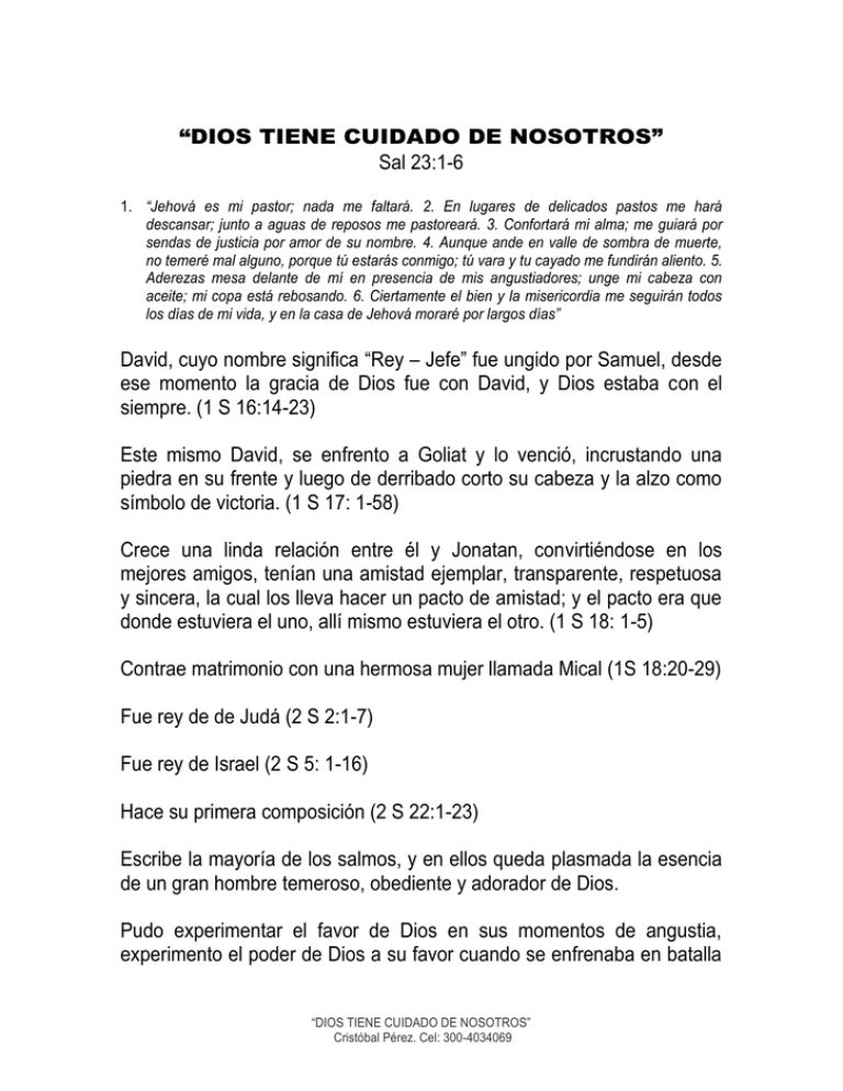 “DIOS TIENE CUIDADO DE NOSOTROS”