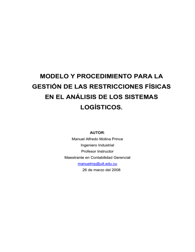 Modelo y procedimiento para la gestión de las restricciones físicas