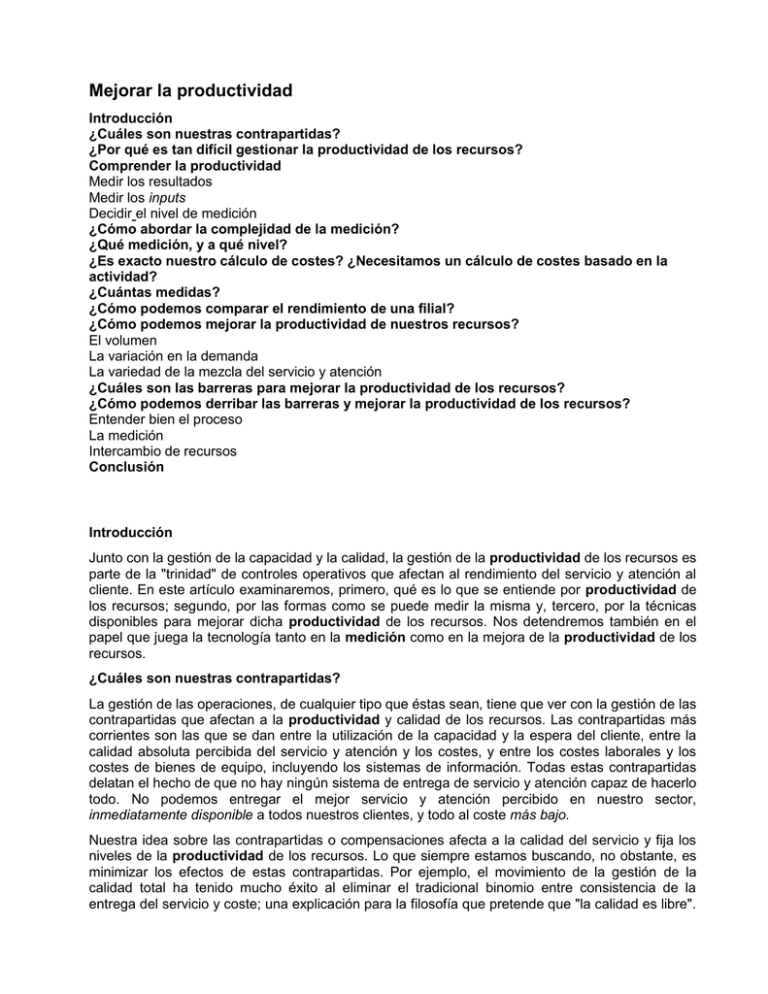 Mejorar la productividad