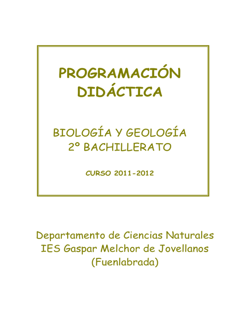 PROGRAMACIÓN DIDÁCTICA BIOLOGÍA Y GEOLOGÍA