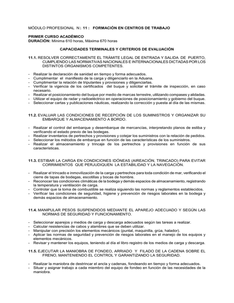 módulo profesional n1 11 : formación en centros de trabajo
