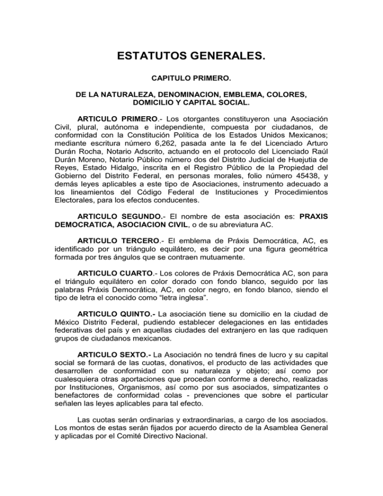 ESTATUTOS GENERALES