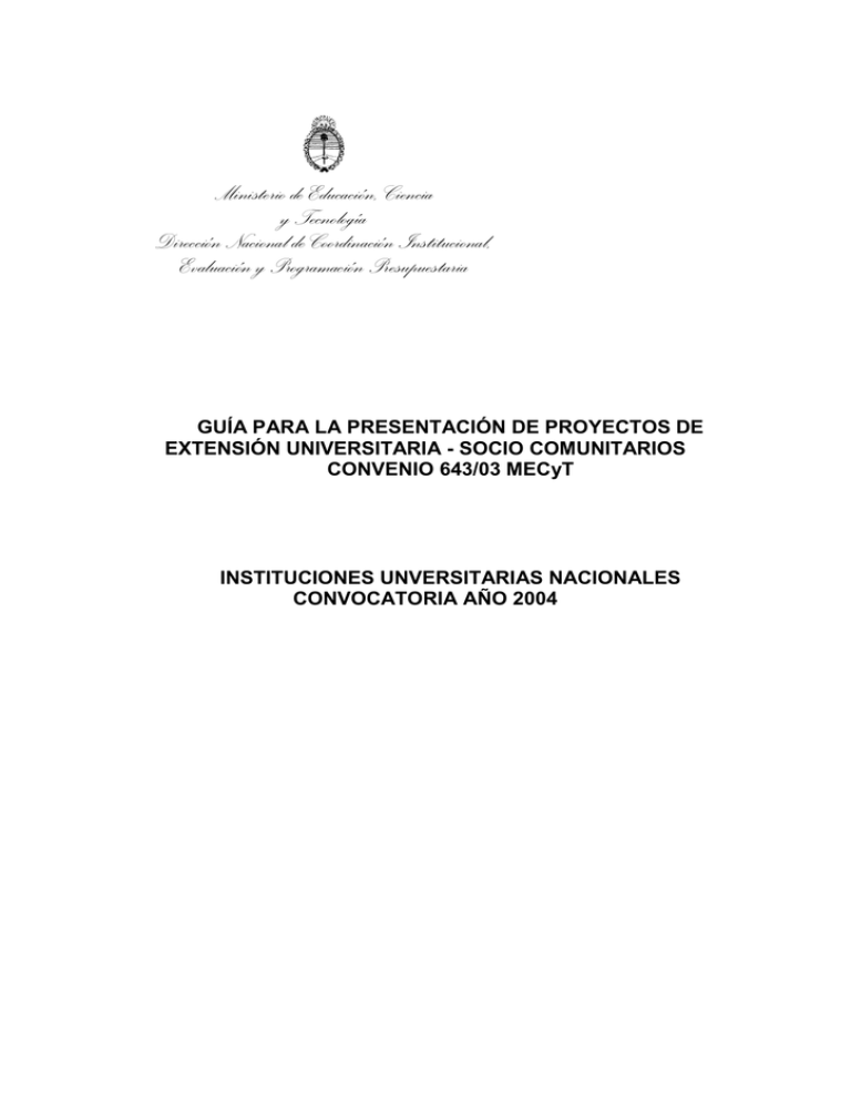 guía para la presentación de proyectos de extensión universitaria