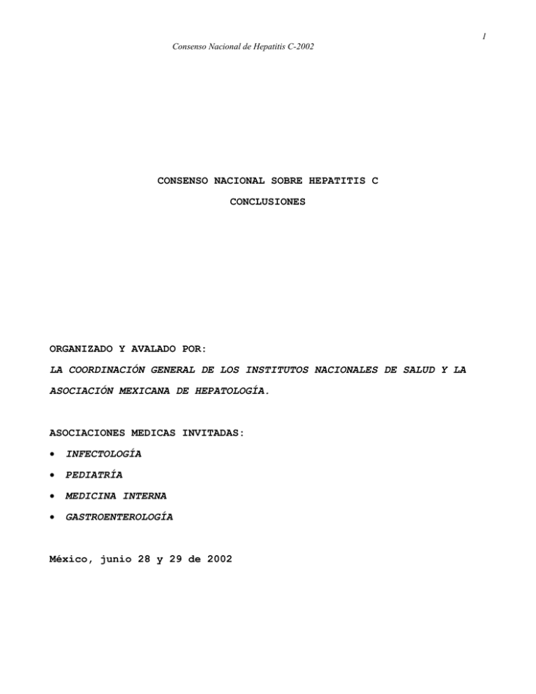 Consenso Nacional Sobre Hepatitis - Facultad de Medicina