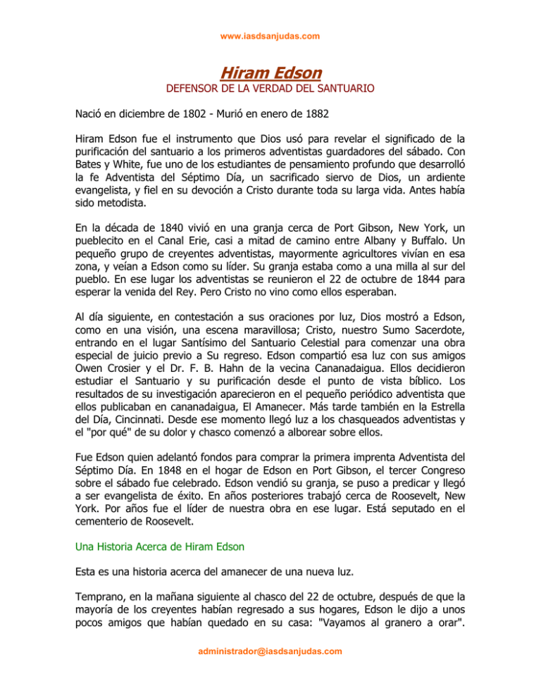 Hiram Edson - IasdSanjudas