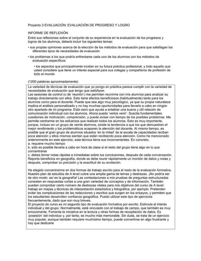 MÓDULO 3 EVALUACIÓN: EVALUACIÓN DE PROGRESO Y LOGRO