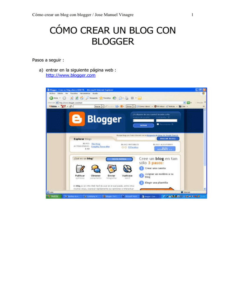 CÓMO CREAR UN BLOG CON BLOGGER
