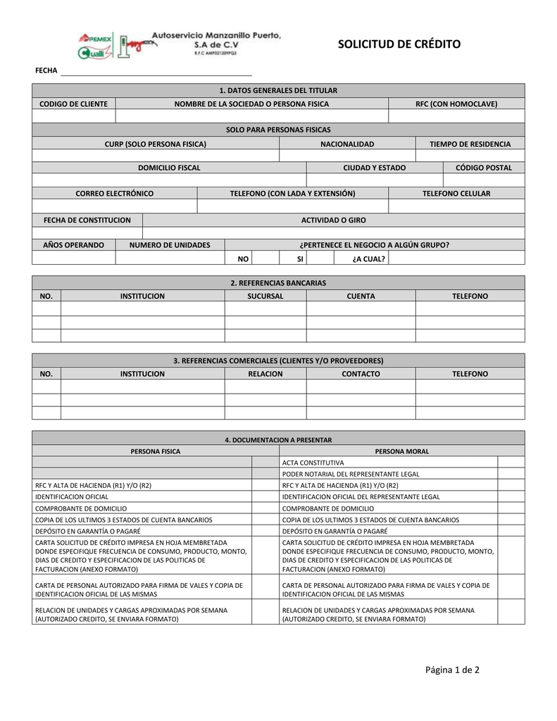 SOLICITUD DE CRÉDITO