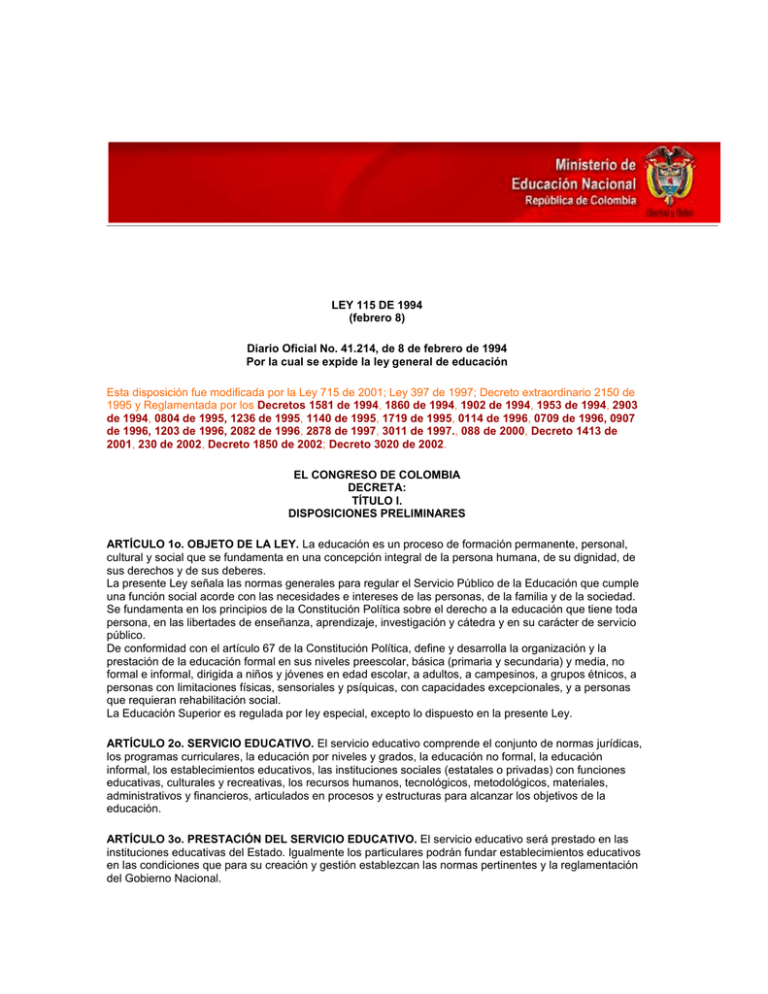 Ley 115 de 1994