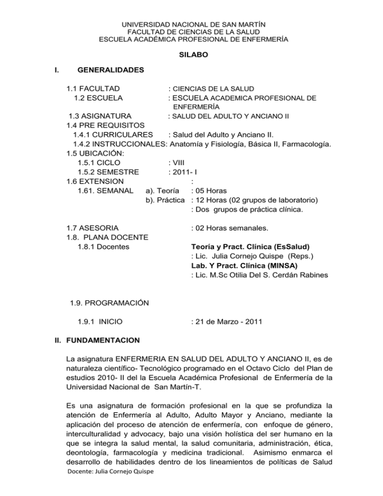 SILABO - Universidad Nacional de San Martín SILABO - Universidad Nacional de San Martín