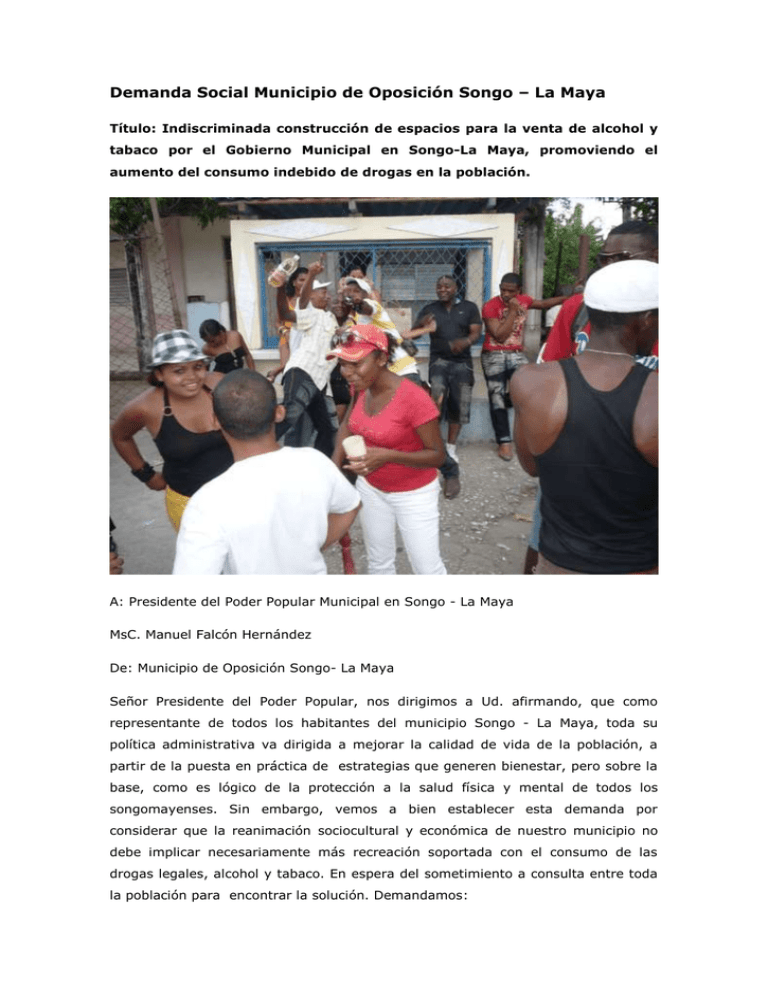 Presentan demanda social al Poder Popular por promover el