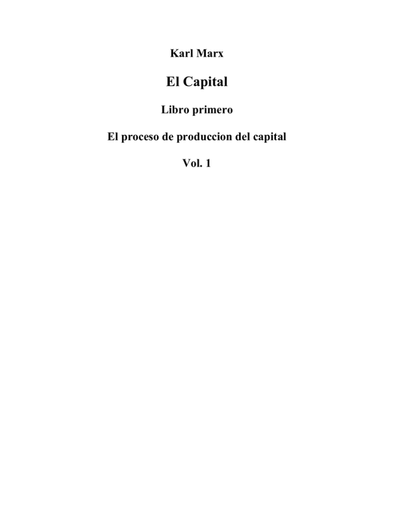 El Capital Karl Marx Libro primero