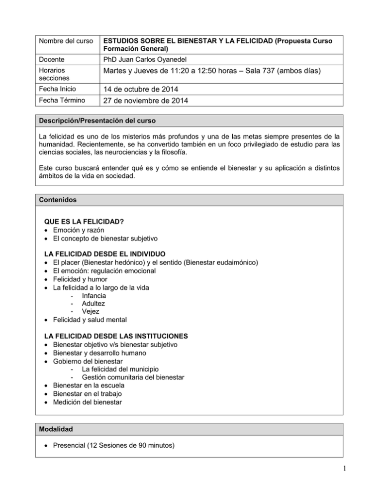 programa del curso - Universidad de Santiago