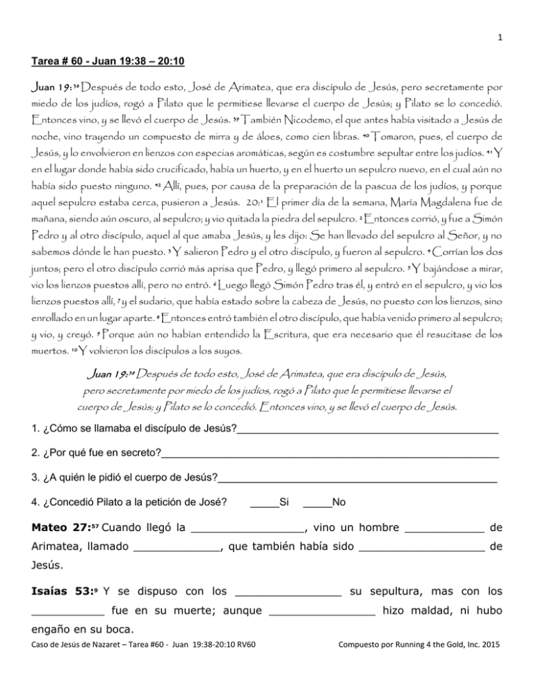 Tareas 60 - Running 4 The Gold Ministry